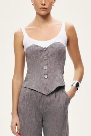 NOCTURNE Button-front Corset Blouse
