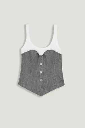 NOCTURNE Button-front Corset Blouse