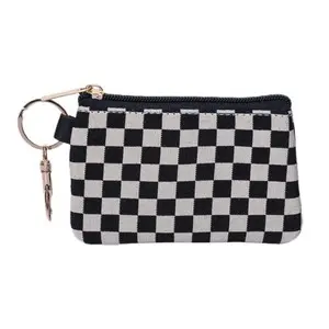 TOTALEE GIFT And White Checkered Zip Wallet - Black