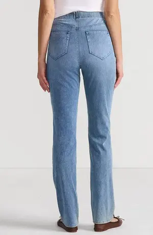 LANDS' END Starfish High Rise Knit Denim Straight Jeans