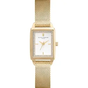 OLIVIA BURTON Classics Rectangular Mesh Strap Watch - Gold