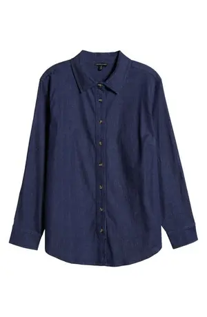 Universal Standard Chambray Button-up Shirt - Dark Indigo