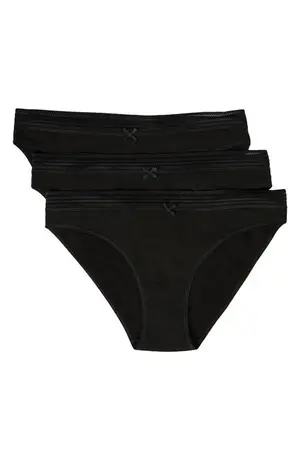 ETAM Jack 3-pack Lace Trim Cotton Blend Bikini Panties - Black