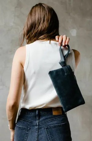 ABLE Rachel Wristlet - Black/cognac