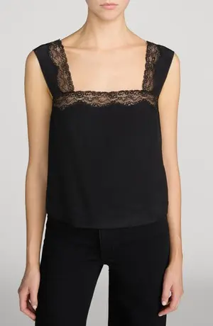 FRAME The Chandelier Lace Trim Silk Camisole
