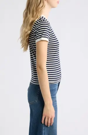 FRAME X The Ritz Paris Stripe Logo Graphic Baby Tee