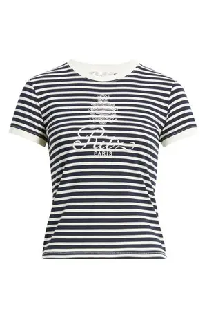 FRAME X The Ritz Paris Stripe Logo Graphic Baby Tee