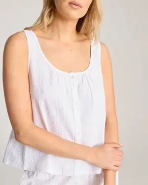 NUDEA The Seersucker Button Cami Top - White