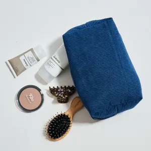 URBAN EXPRESSIONS Corduroy Cosmetic & Travel Organizer Pouch - Denim