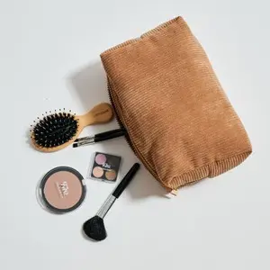 URBAN EXPRESSIONS Corduroy Cosmetic & Travel Organizer Pouch - Natural