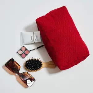 URBAN EXPRESSIONS Corduroy Cosmetic & Travel Organizer Pouch - Red