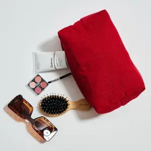 URBAN EXPRESSIONS Corduroy Cosmetic & Travel Organizer Pouch - Red