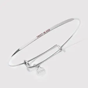 &LIVY Posy Bangle Bracelet Trust In God - Silver