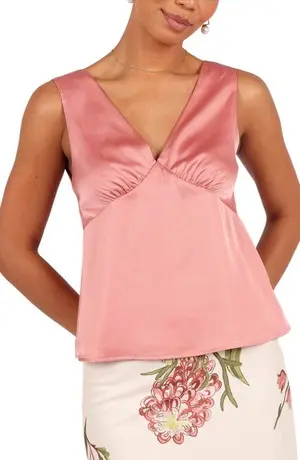 PETAL & PUP Ivy Satin Tank - Rosewood