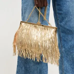 URBAN EXPRESSIONS Celestia Sequin-fringe Frame Clutch - Gold