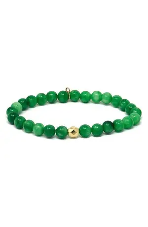 Anzie Bohème Smooth Jade Stretch Bracelet With 14k Gold Charm