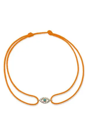 Anzie 14k Gold Diamond Evil Eye Pendant Bracelet - Orange