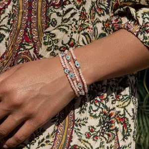 KARMA AND LUCK Rose Quartz Evil Eye Bracelet