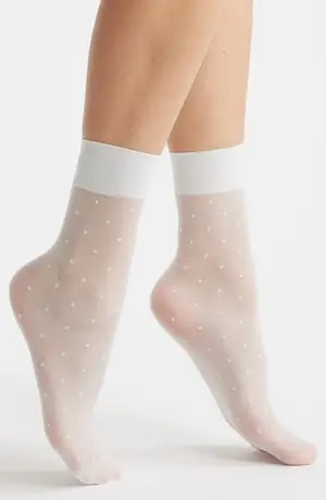 Nordstrom Sheer Dot Ankle Socks Blue Breeze