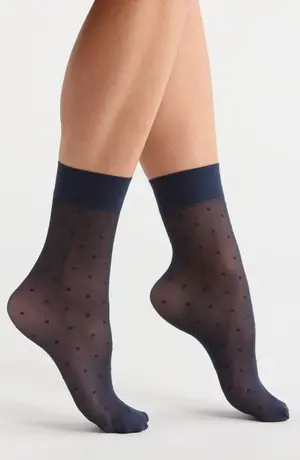 Nordstrom Sheer Dot Ankle Socks - Navy Peacoat