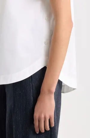 BOSS Cotton Band Collar Short Sleeve Shirt