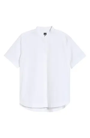 BOSS Cotton Band Collar Short Sleeve Shirt