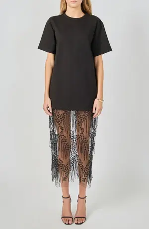 Endless Rose Mix Rhinestone Lace Maxi Dress - Black