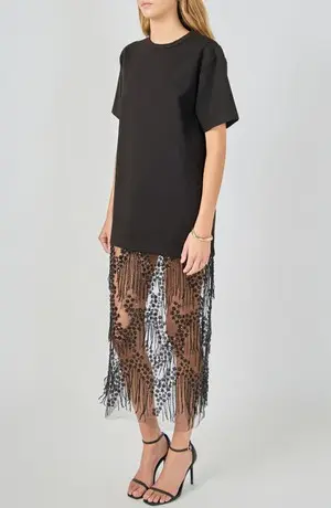 Endless Rose Mix Rhinestone Lace Maxi Dress