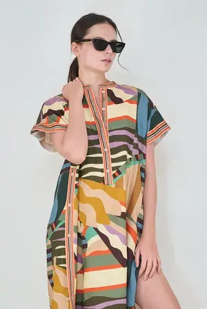 Las Surenas Geometric Stripe Tunic
