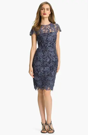 Patra Crocheted Venise Lace Sheath Dress