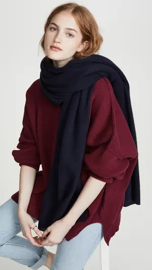 WHITE & WARREN Cashmere Wrap - Deep Navy
