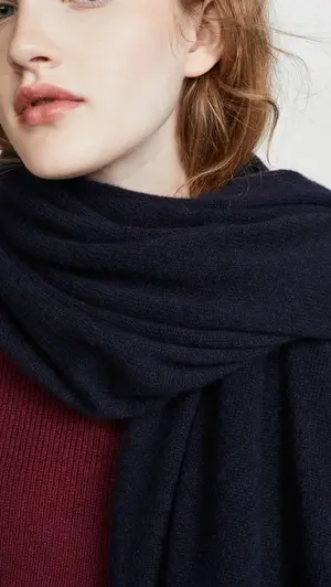 WHITE & WARREN Cashmere Wrap - Deep Navy