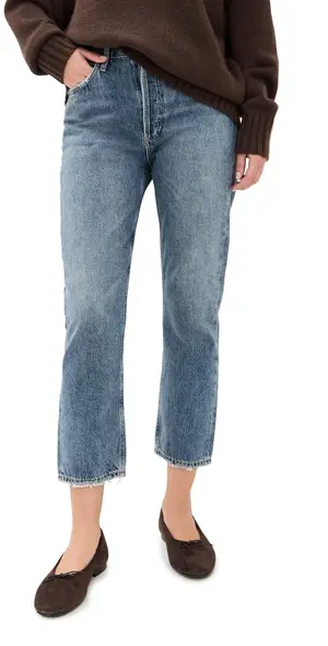 AGOLDE Riley High Rise Straight Crop Jeans