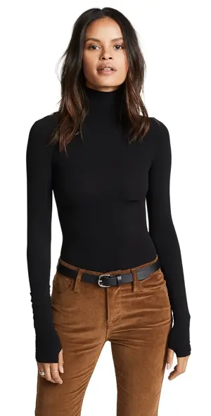 Black Long Sleeve Turtleneck Bodysuits