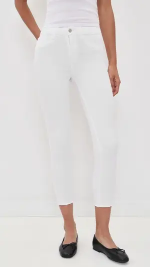 L'Agence Margot High Rise Skinny Jeans In Leopard Print - Blanc