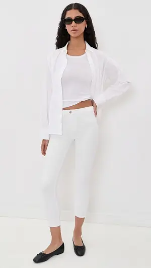 L'Agence Margot High Rise Skinny Jeans In Leopard Print - Blanc