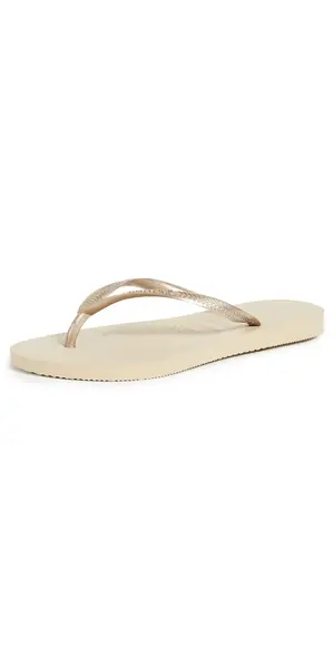 Havaianas Havaianas Slim Flip Flops Sand Grey/light Golden