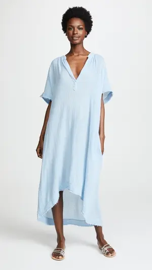 9seed Tunisia Short Sleeve Caftan - Chambray