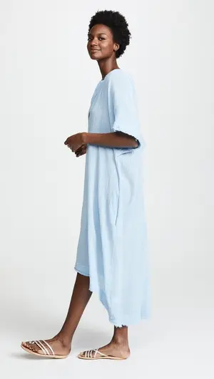 9seed Tunisia Short Sleeve Caftan - Chambray