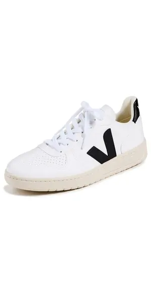 VEJA V-10 Lace Up Sneakers - White/black