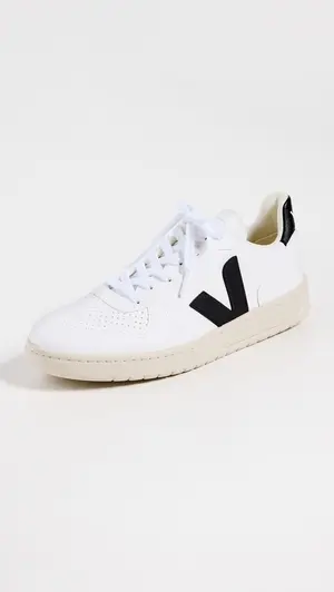 VEJA V-10 Lace Up Sneakers - White/black