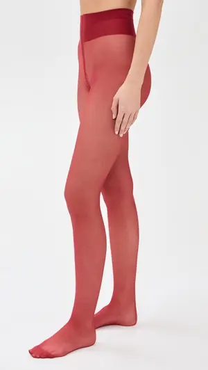Wolford Individual 10 Back Seam Tights - 3149 Soft Cherry