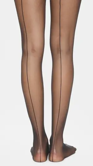 Wolford Individual 10 Back Seam Tights - Black
