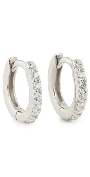Shashi Katerina Pave Hoop Earrings - White Gold