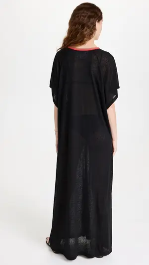 Pitusa Abaya Maxi Dress - Black W/fuchsia