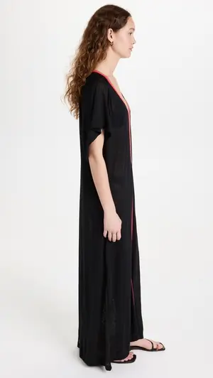 Pitusa Abaya Maxi Dress - Black W/fuchsia