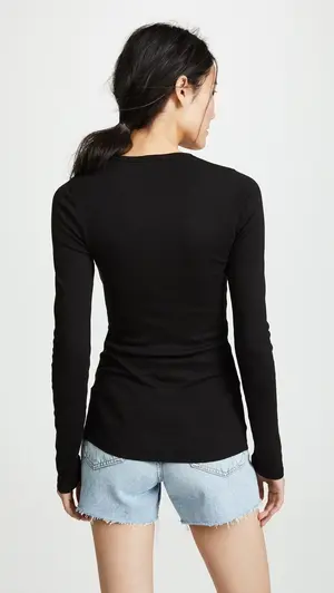 Splendid 1x1 Crew Neck Tee - Black