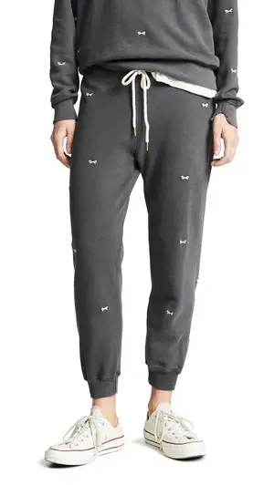 The Great. Cropped Sweatpants - Washed Black/bow Embroidery