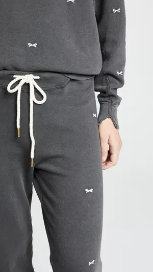 The Great. Cropped Sweatpants - Washed Black/bow Embroidery