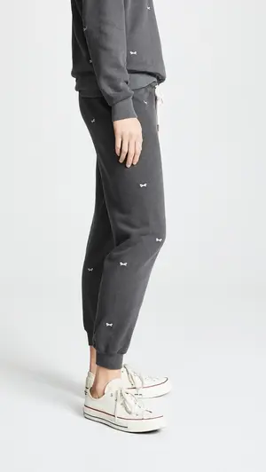 The Great. Cropped Sweatpants - Washed Black/bow Embroidery